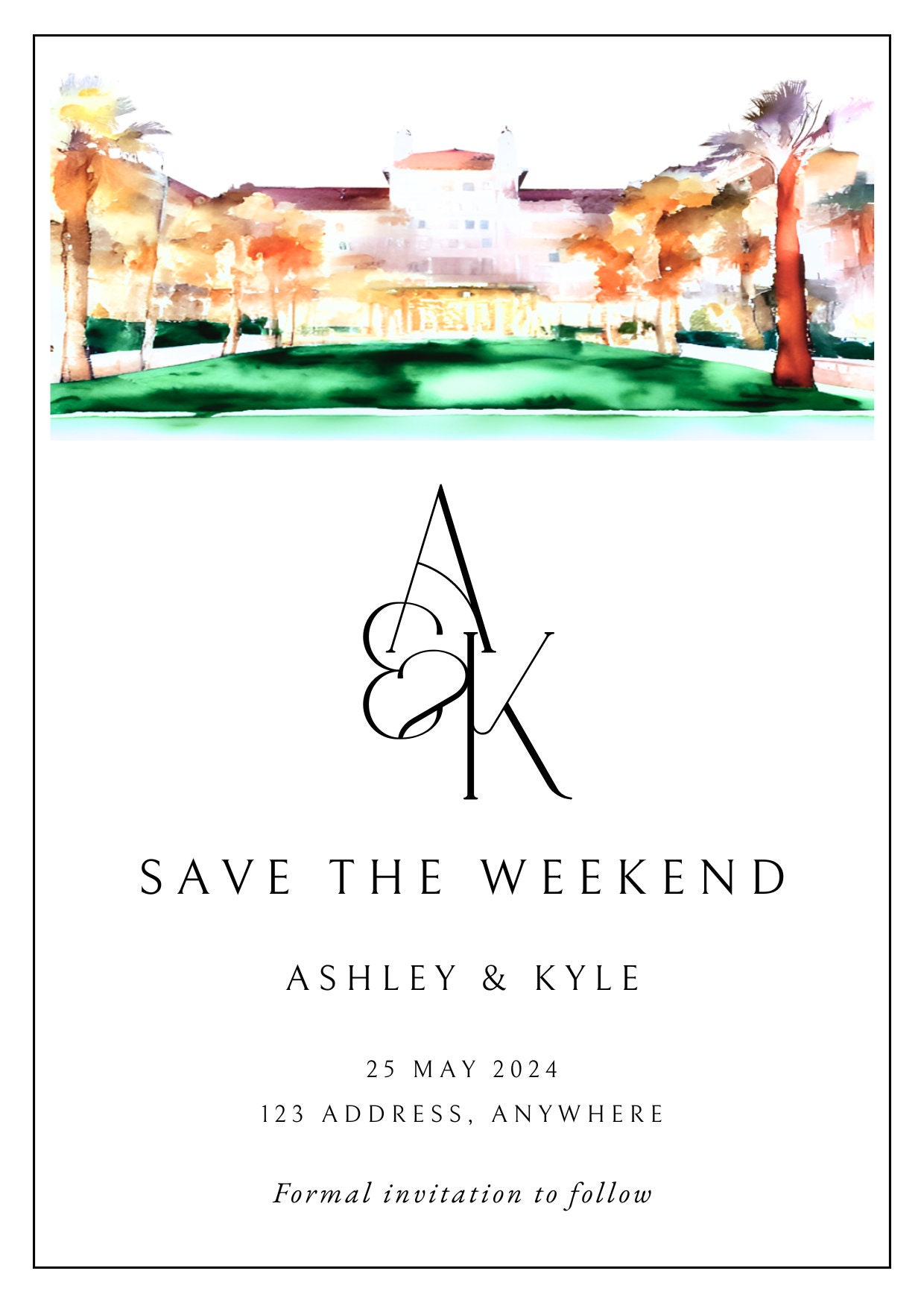 Modern and Minimalist Save the Weekend Wedding Invitation Digital ...