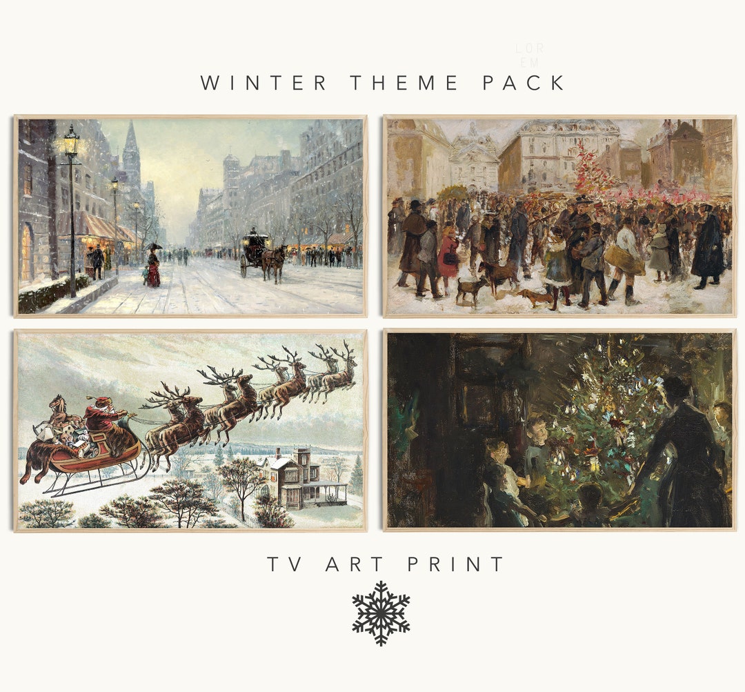 Samsung Frame TV Art, Vintage Winter Theme Pack, Rustic, Winter, Snow ...