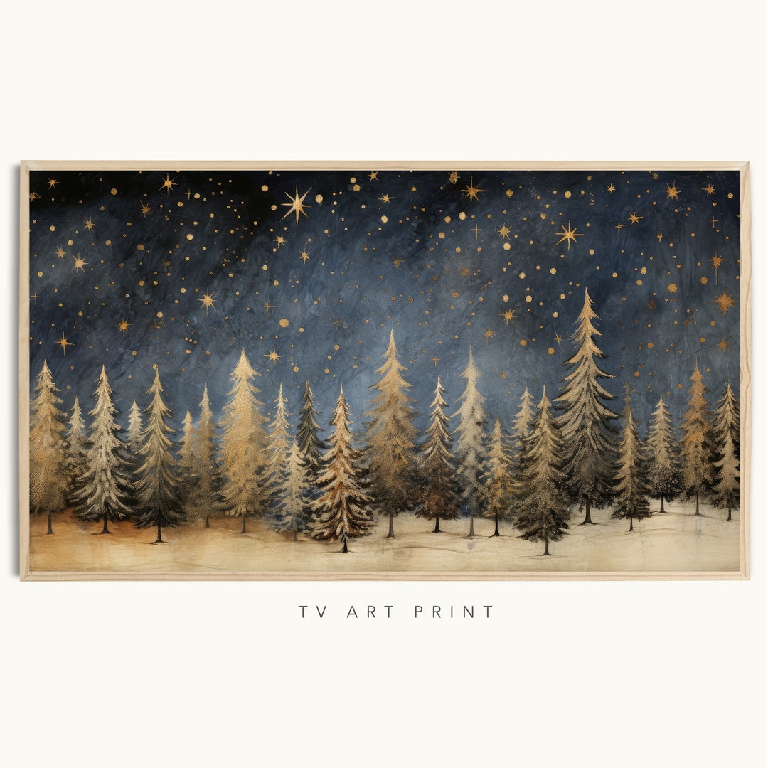 Samsung Frame TV Art, Vintage Festive Christmas Tree Illustration ...