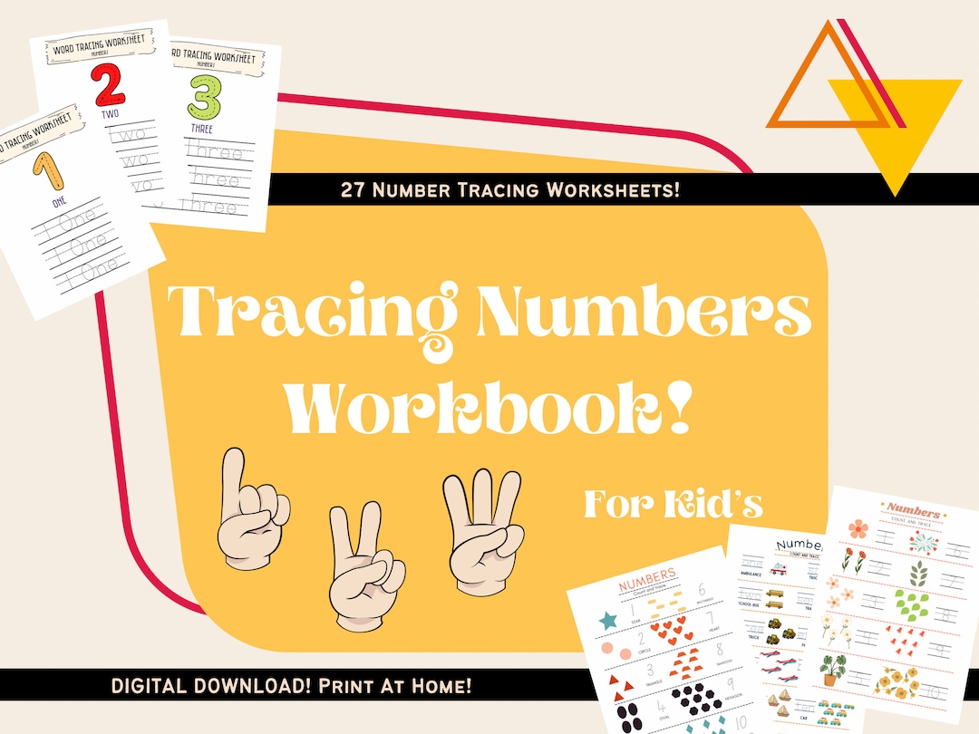 27 Number Tracing Worksheets Kindergarten/preschool Workbook - Etsy