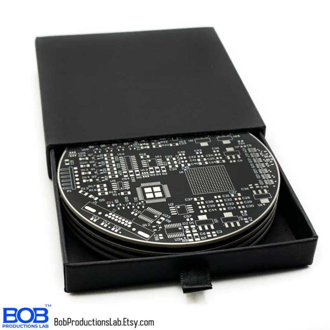 Premium Genuine Circuit Board Coasters With Box | Gamer Desk Steampunk ...