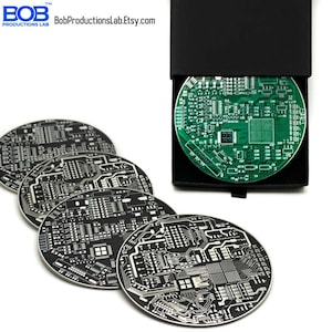 Premium Genuine Circuit Board Coasters With Box | Gamer Desk Steampunk ...