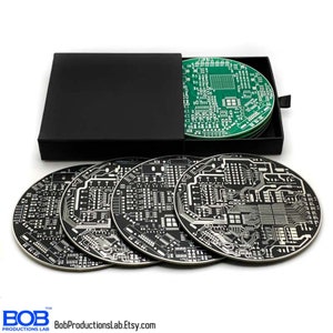Premium Genuine Circuit Board Coasters With Box | Gamer Desk Steampunk ...