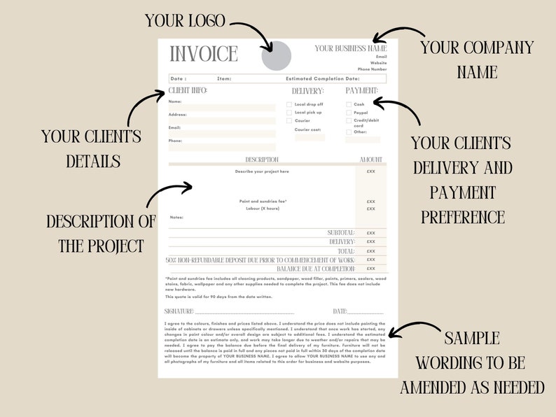 Editable Invoice Template: Small Business Order Form (canva, A4/US ...