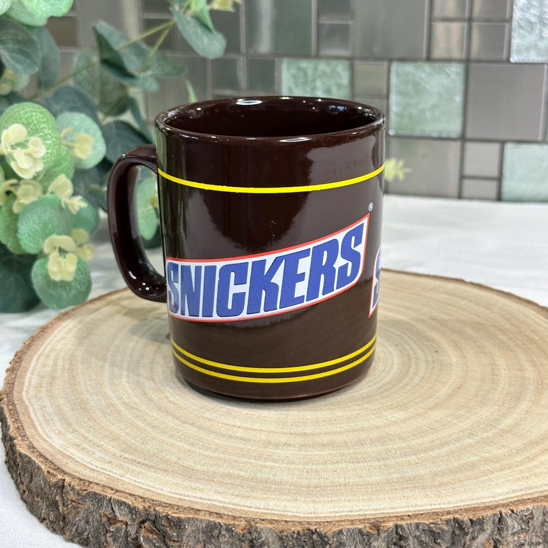 Vintage Snickers Chocolate Bar Mug Brown With Yellow Stripes - Etsy