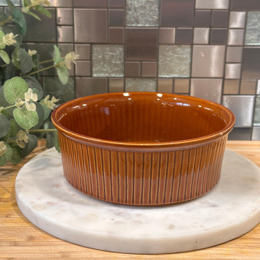 Vintage Denmead Pottery Ribbed Bowl Rustic Brown - Etsy