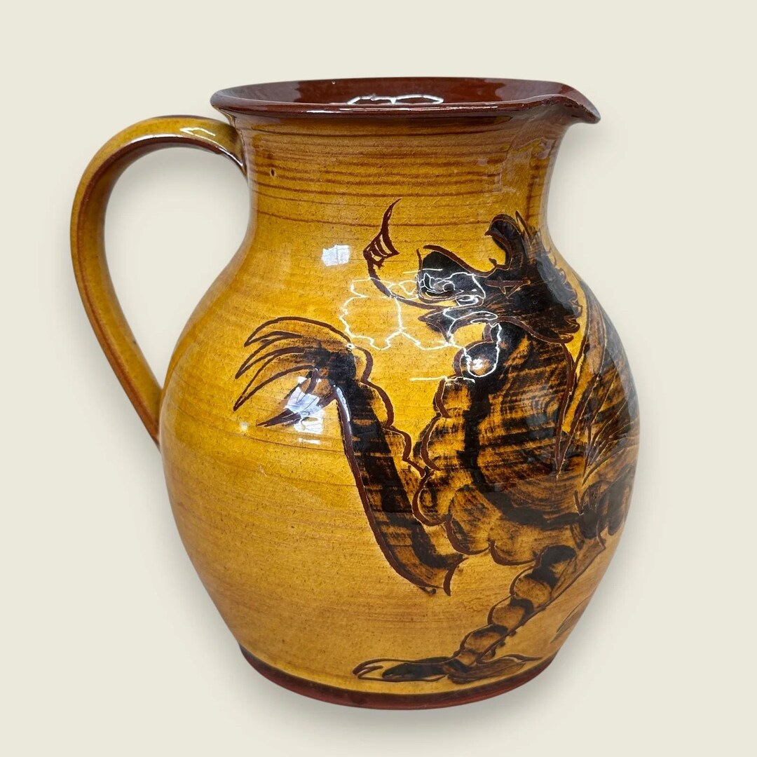 Vintage Teifi Studio Pottery Dragon Jug - Hand-glazed Earthenware ...
