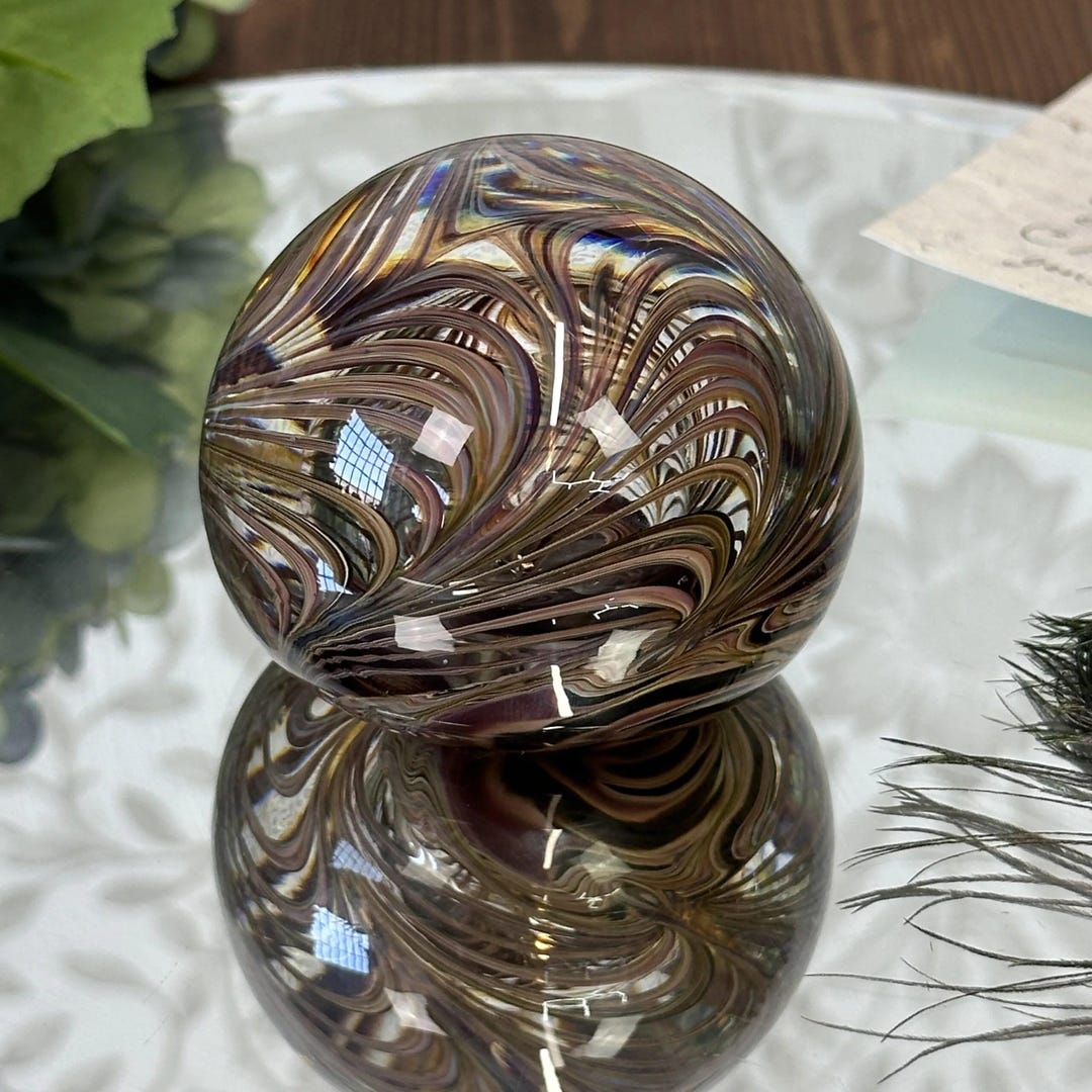 Vintage Adrian Sankey Glass Paperweight Handmade Cumbria Peacock Swirl ...