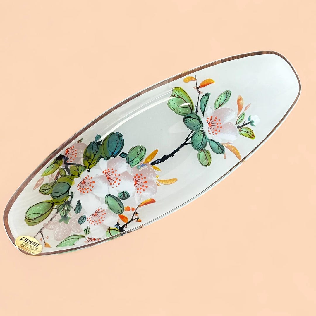 Rare Vintage Chance Glass Yasmin Pattern Long Boat Dish, 1981 Fiesta ...