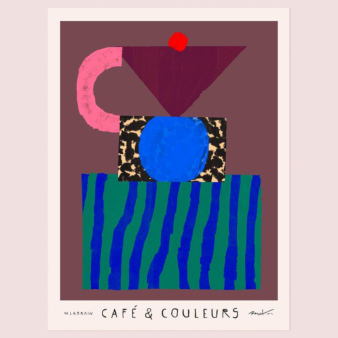 Poster With Illustration of a Colorful and Minimalist Italian Coffee ...