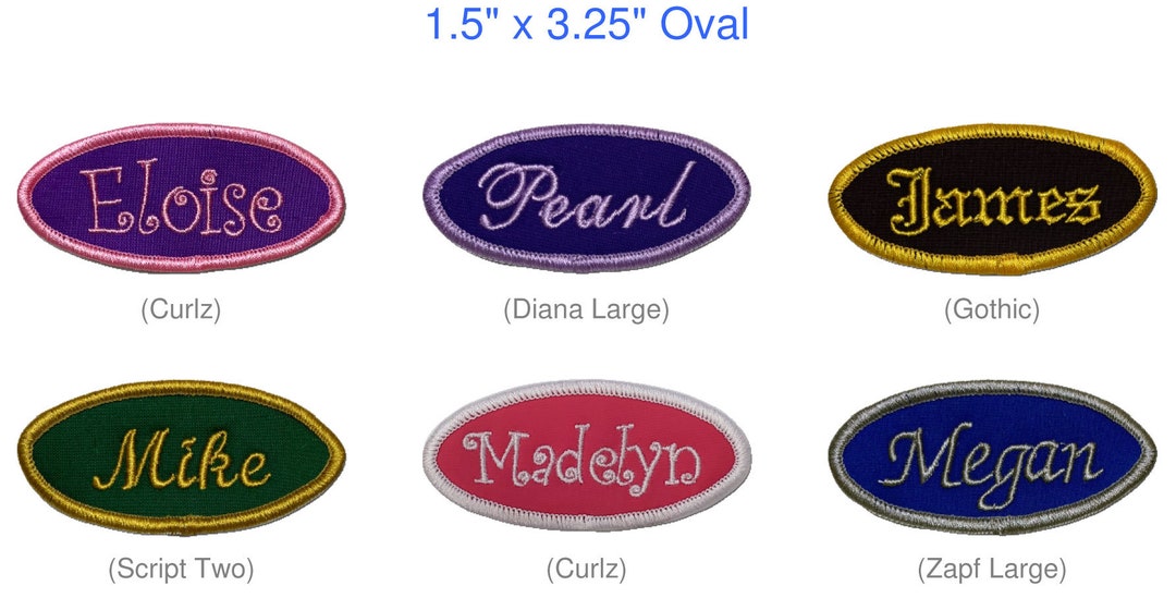 Embroidered Custom Iron-on 1.5 X 3.25 Oval Name Patch - Etsy