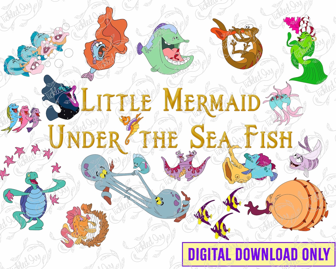 Under the Sea! Little Mermaid Fish Character Designs (SVG, PNG ...