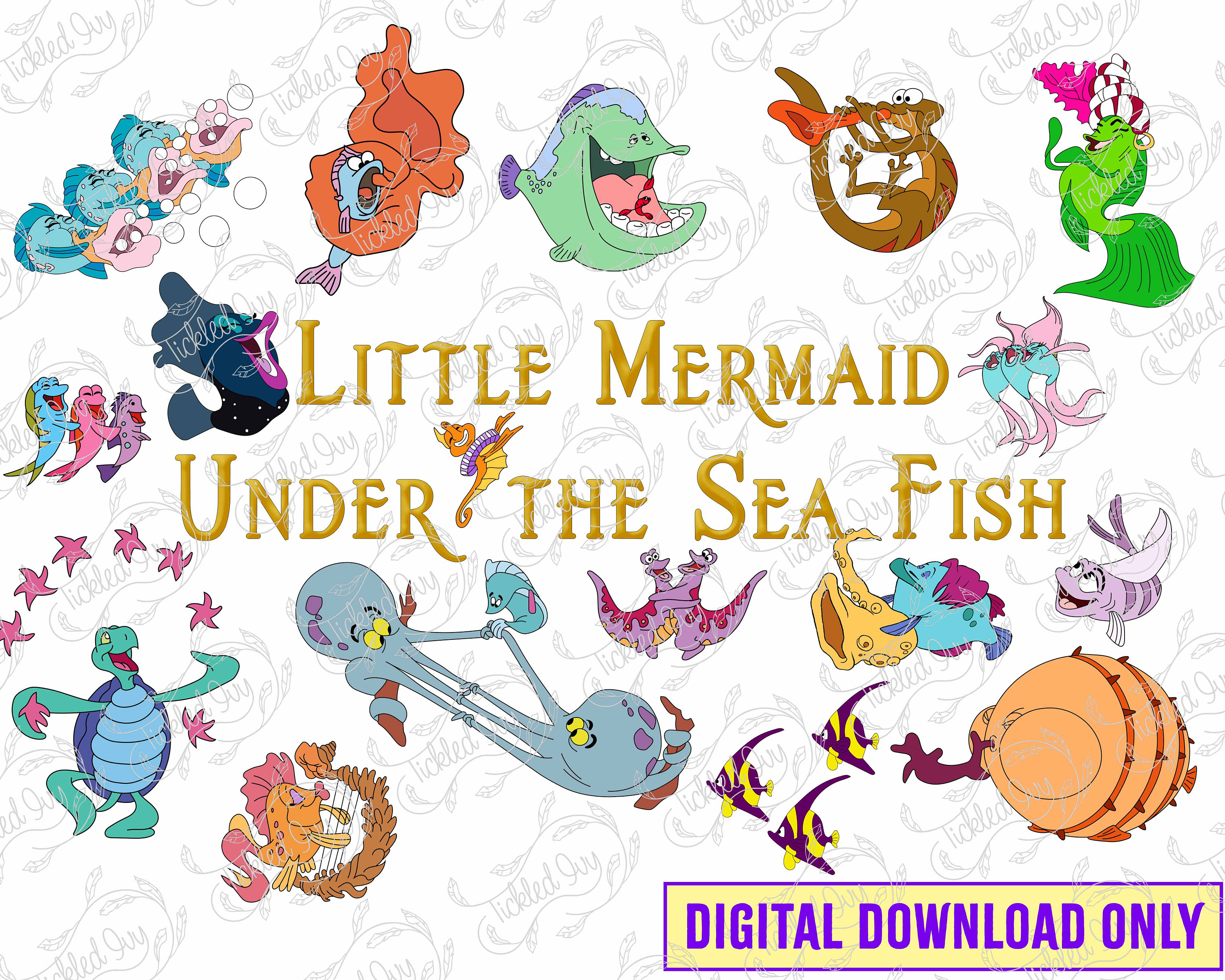 Under the Sea! Little Mermaid Fish Character Designs (SVG, PNG ...