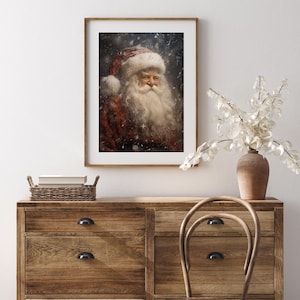 Santa Claus Portrait Print, Christmas Wall Art, Winter Holidays ...