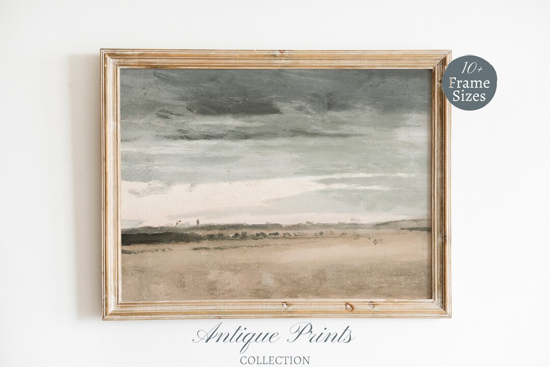 Neutral Abstract Landscape Vintage Wall Art, Muted Rustic Painting ...