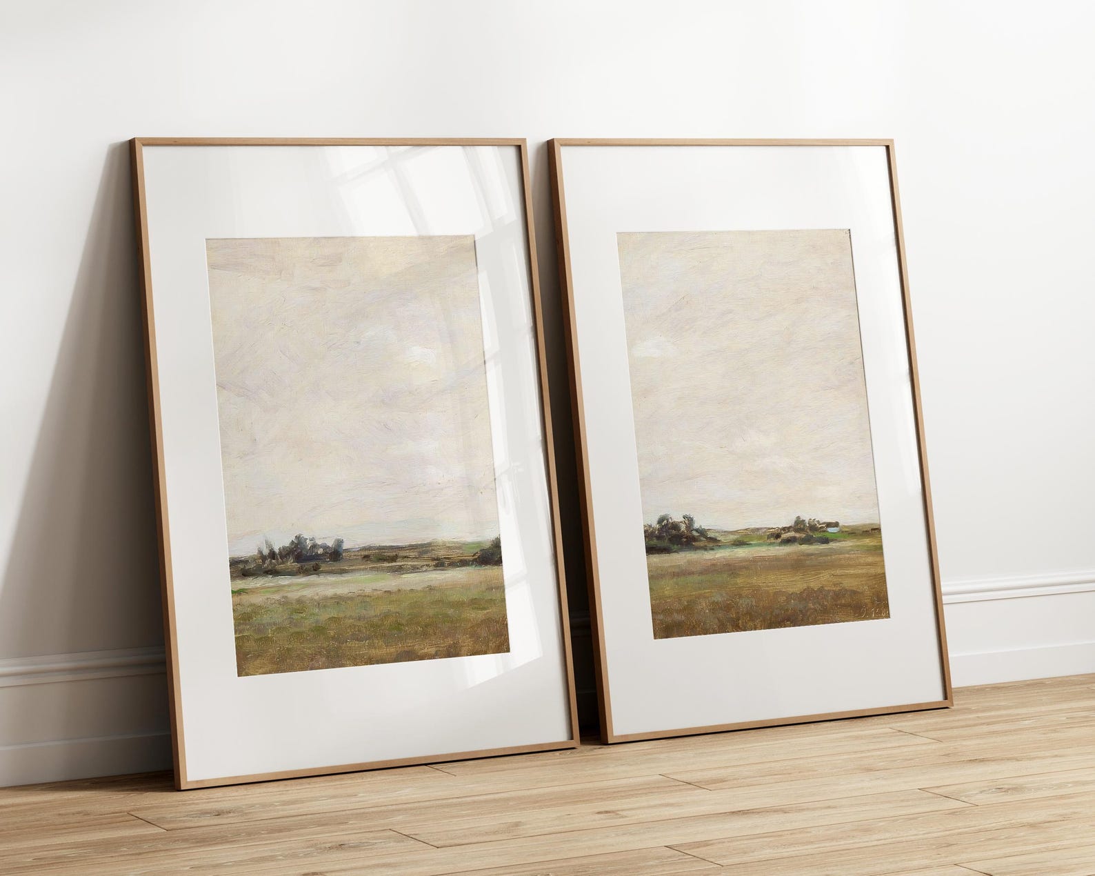 Set of 2 Vintage Country Landscape DIGITAL Prints, Antique Neutral ...