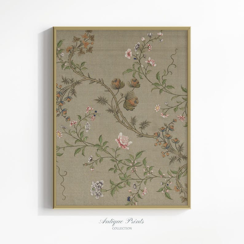 Botanical Prints Set of 2, Neutral Floral Wall Art, Printable Vintage ...