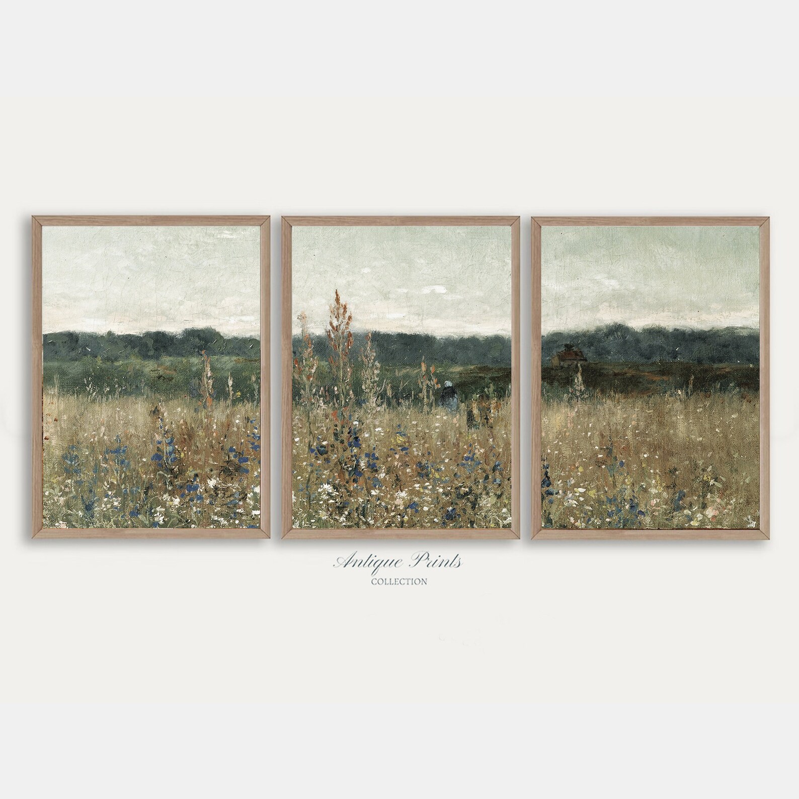 Country 3 Pieces Vintage Wall Art, Wildflower Field Set of 3 Prints ...