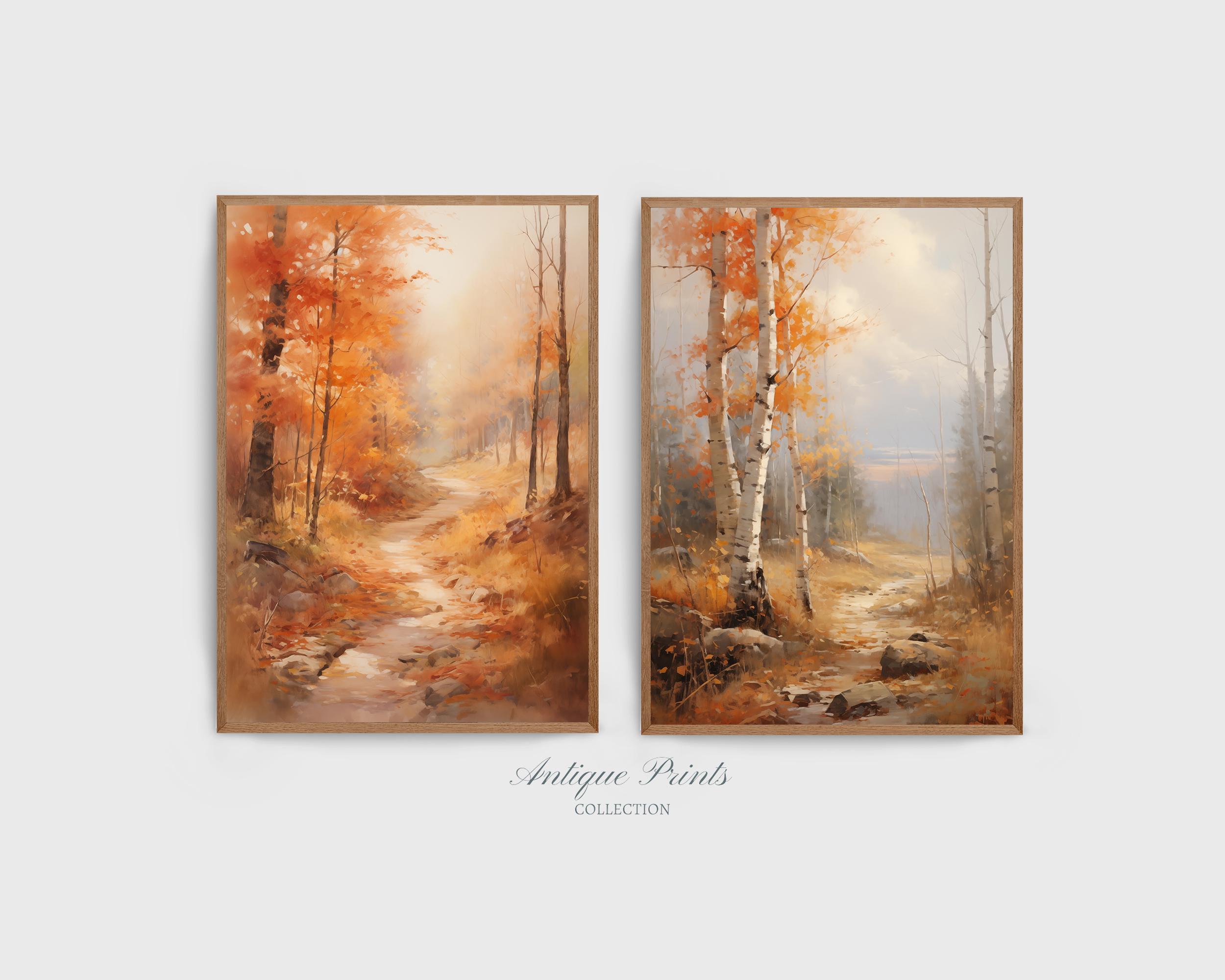 Autumn Landscape Set of 2 Prints, Fall Country 2 Pieces Wall Art ...