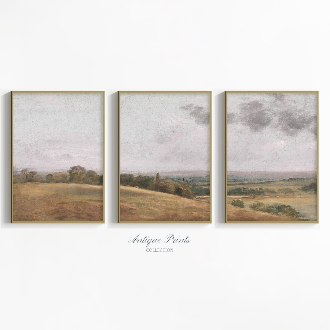 Neutral Landscape Prints Set of 3, Country 3 Pieces Wall Art, Vintage ...