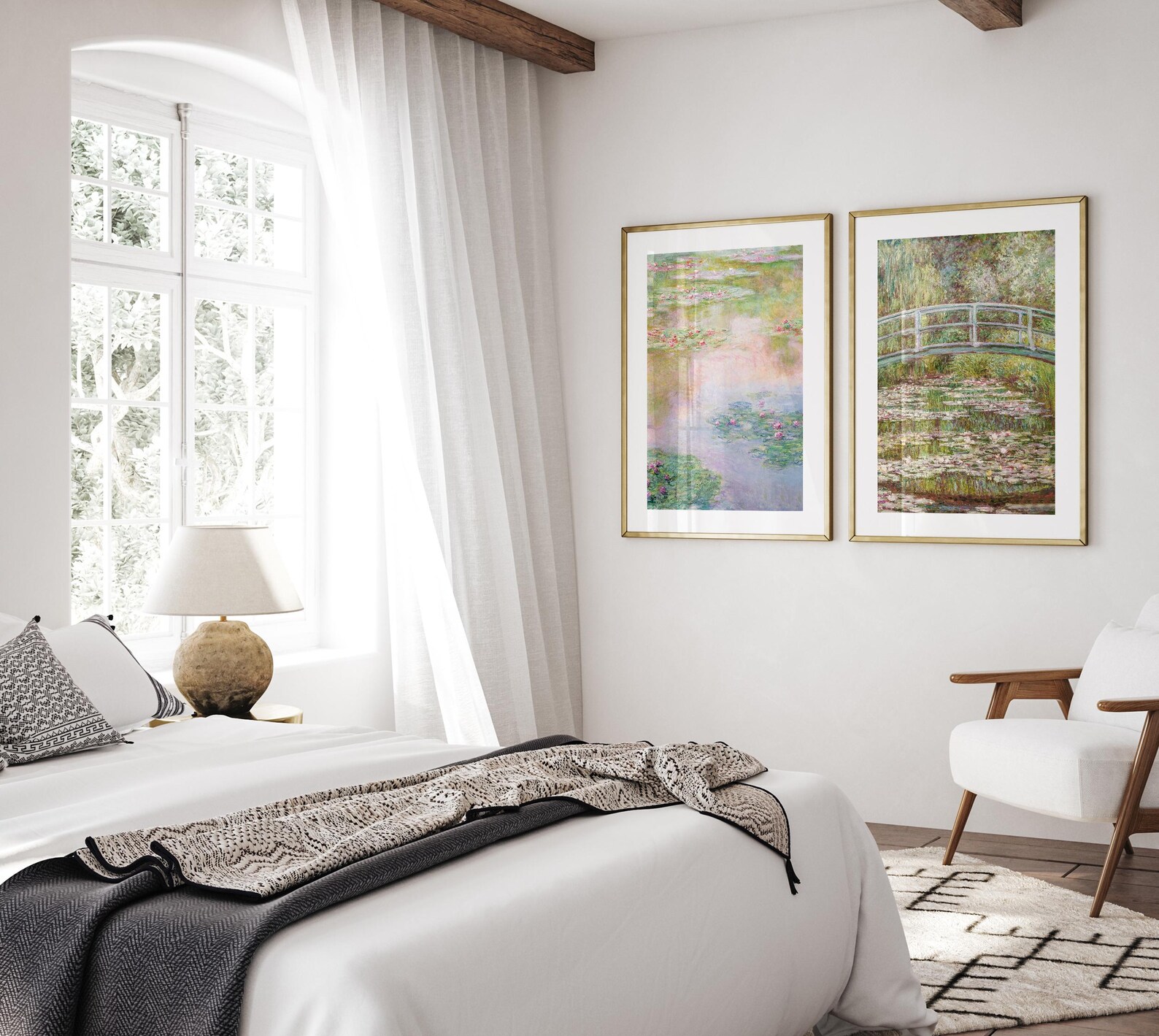 Claude Monet Prints Set of 2, Monet Wall Art, Neutral Impressionist ...