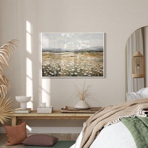 Wildflower Wall Art, Muted Country Landscape Wall Art, Antique Neutral ...