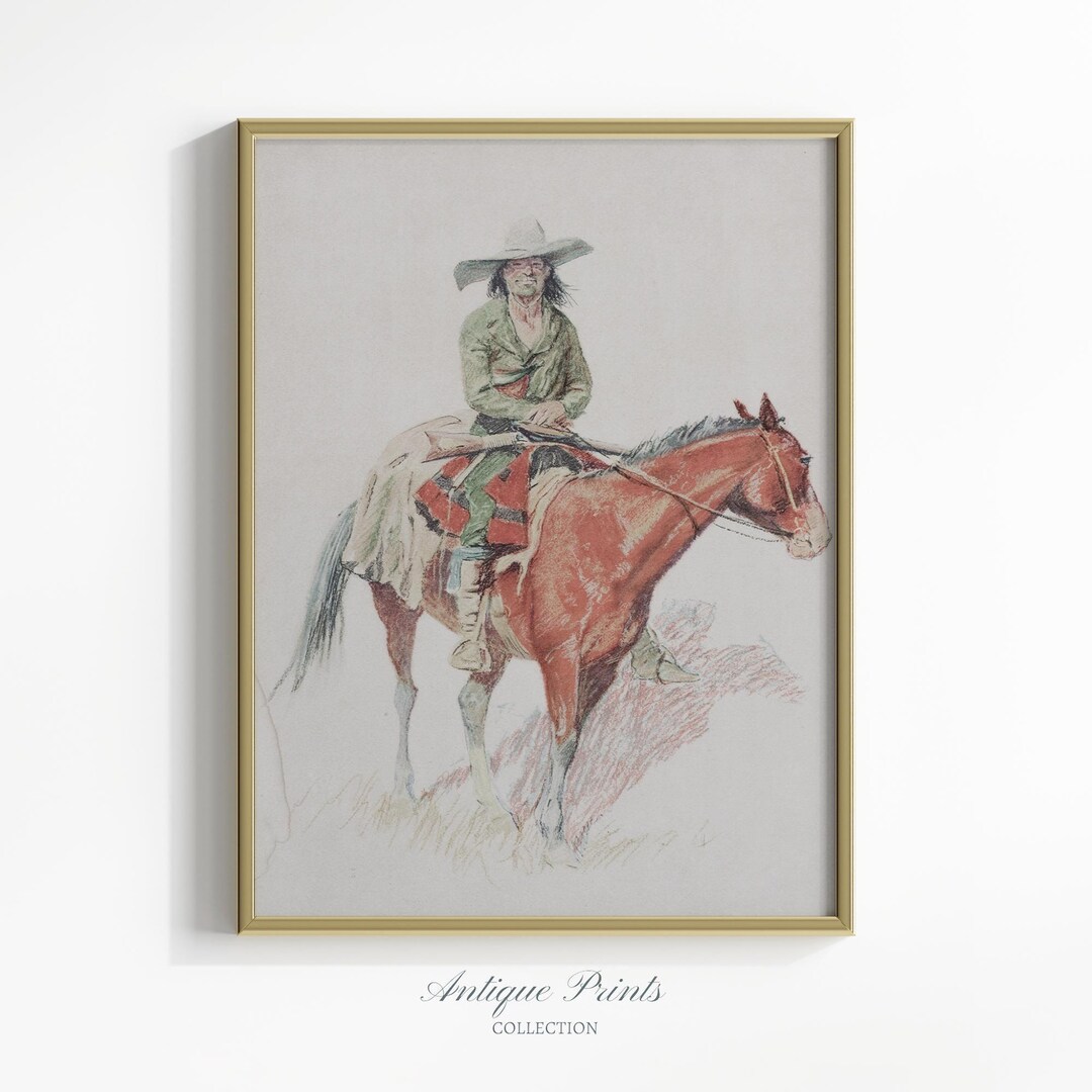 Cowboy Vintage Painting, Cowboy Sketch, Cowboy Portrait Drawing ...