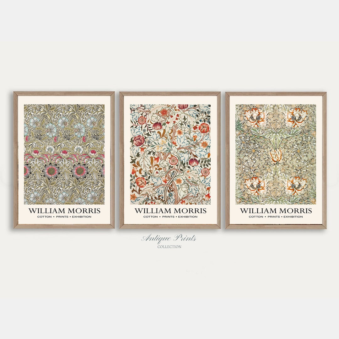 Set of 3 William Morris Flowers Prints Vintage, PRINTABLE Neutral ...