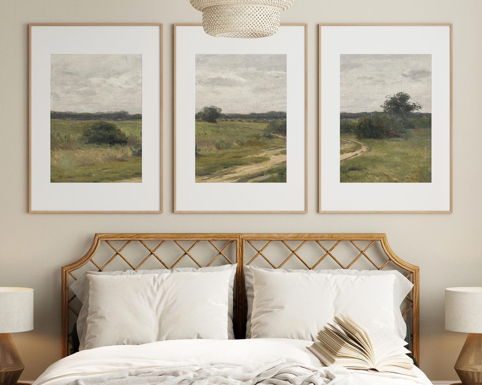 Neutral Country 3 Pieces Wall Art, Vintage Fields Landscape Set of 3 ...