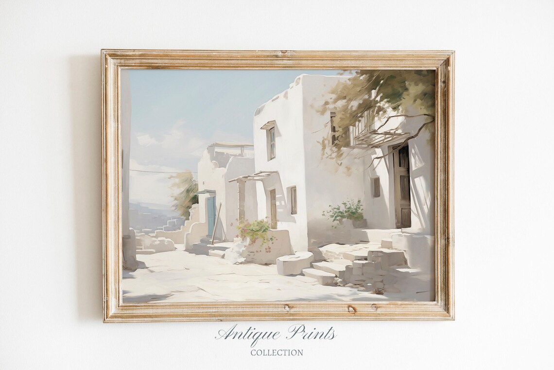 Greece Painting, Antique Greek Wall Art, Coastal Wall Decor ...