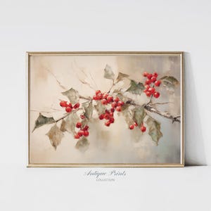Holly Plant Wall Art, Christmas Botanical Print, Holiday Wall Art ...