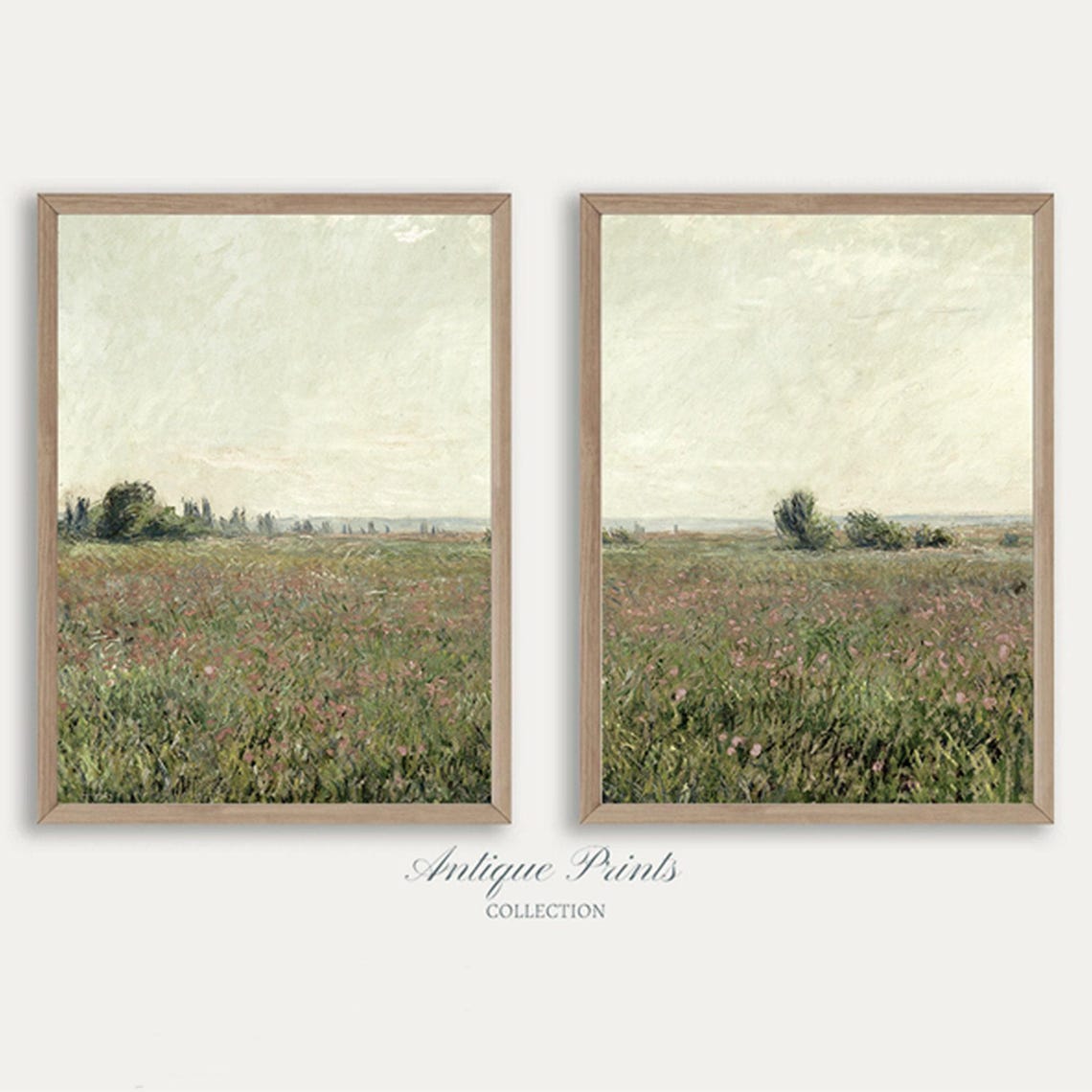 Neutral Country Set of 2 Split Print, Landscape 2 Pieces Vintage Wall ...