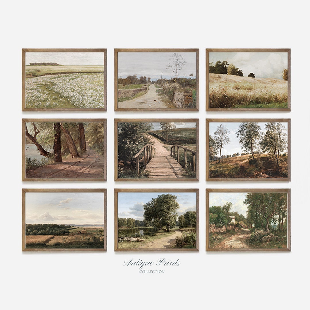 Countryside Gallery Wall Set, Set of 9 Landscape Vintage Prints ...