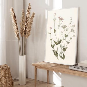 Neutral Botanical Drawing, Vintage Flowers Sketch, Minimalist Floral ...