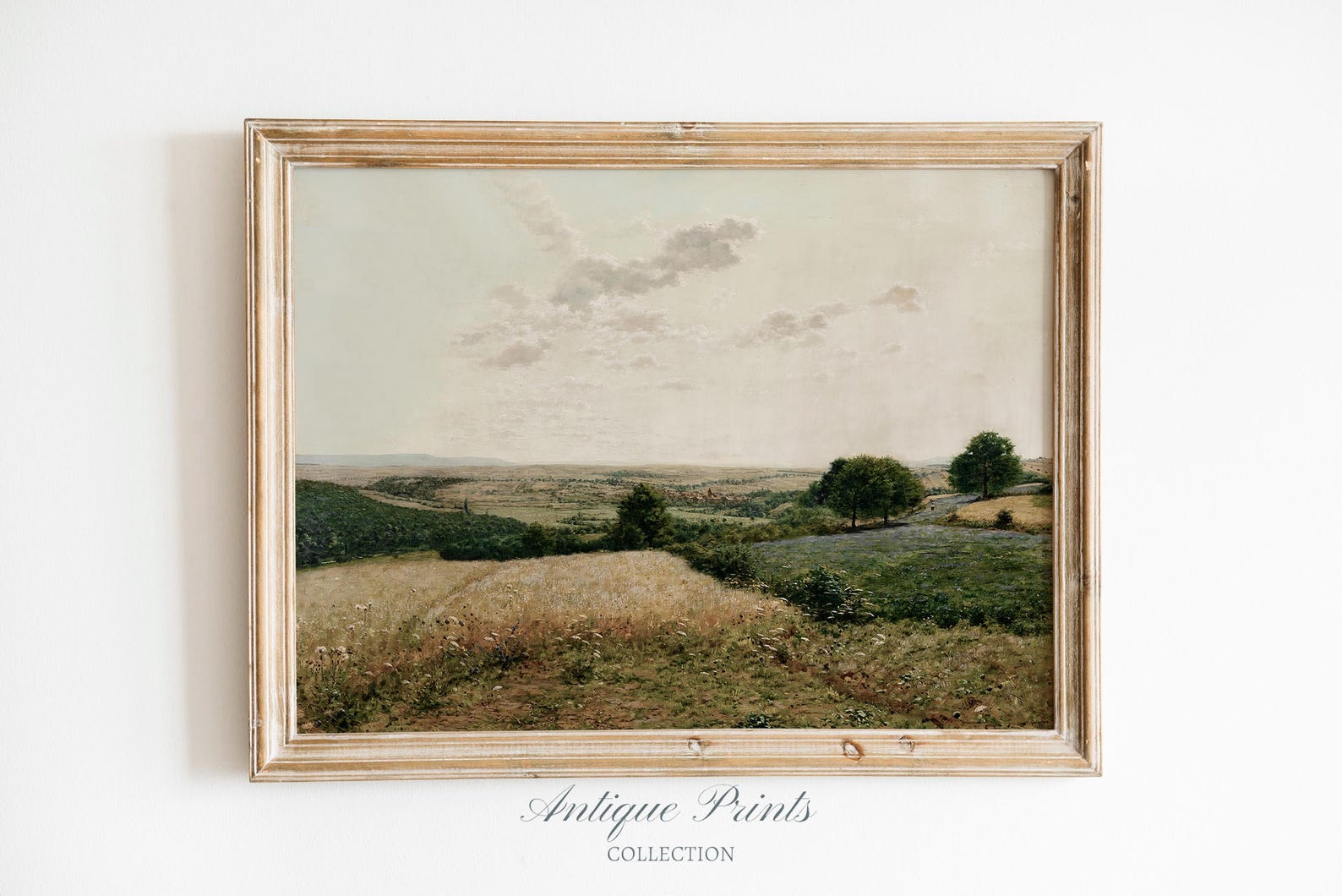 Printable Neutral Country Wall Art, Vintage Fields Landscape Digital ...
