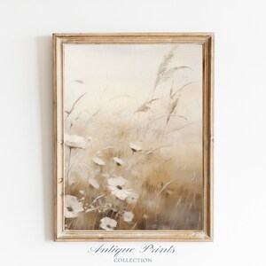 Muted Wildflower Painting, Neutral Beige Floral Set of 2 Prints, Soft ...