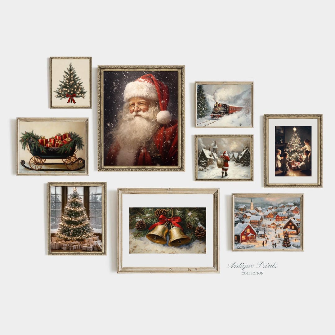 Christmas Gallery Wall Set of 9 Prints, Winter Holidays Wall Decor ...