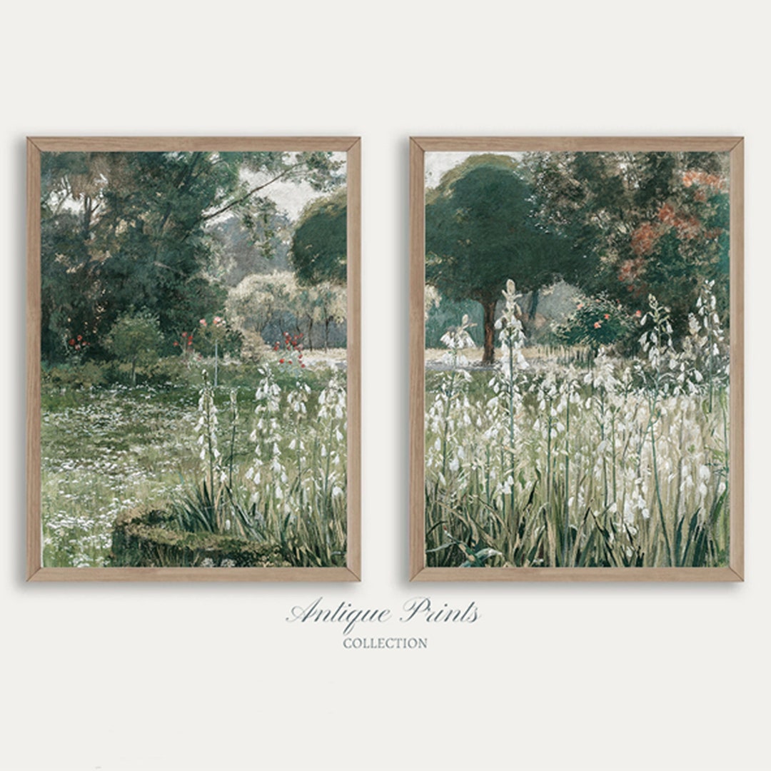 Spring Country 2 Pieces Vintage Wall Art, Wildflower Field Set of 2 ...