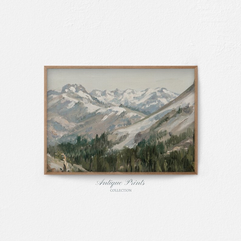 Vintage Mountain Landscape Wall Art Antique Forest Painting - Etsy