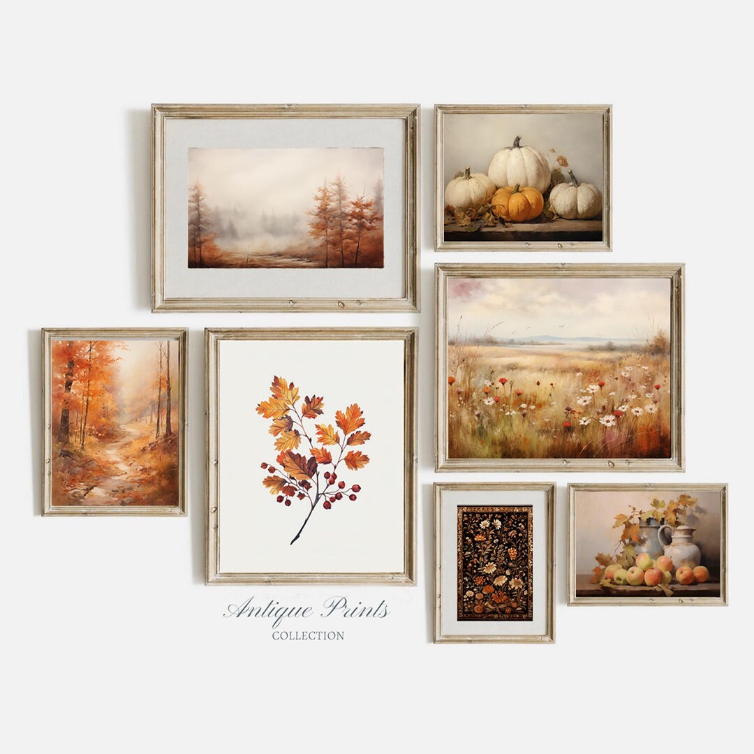 Fall Gallery Wall Set, Autumn Farmhouse Decor, Autumn Landscape Vintage ...