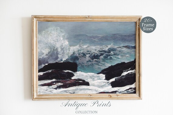 Ocean Waves Vintage Print Coastal DIGITAL Print Beach - Etsy