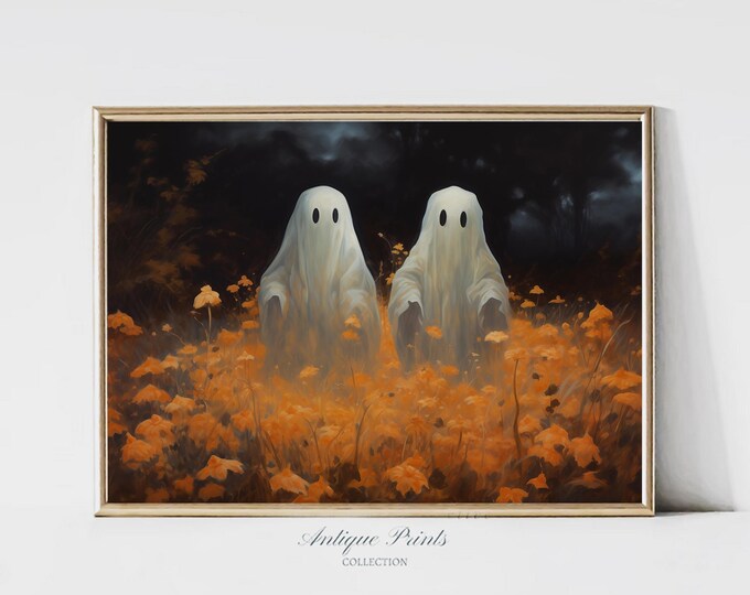 Ghost Folding Laundry Halloween Decor, Digital Art Poster Print, Spooky ...