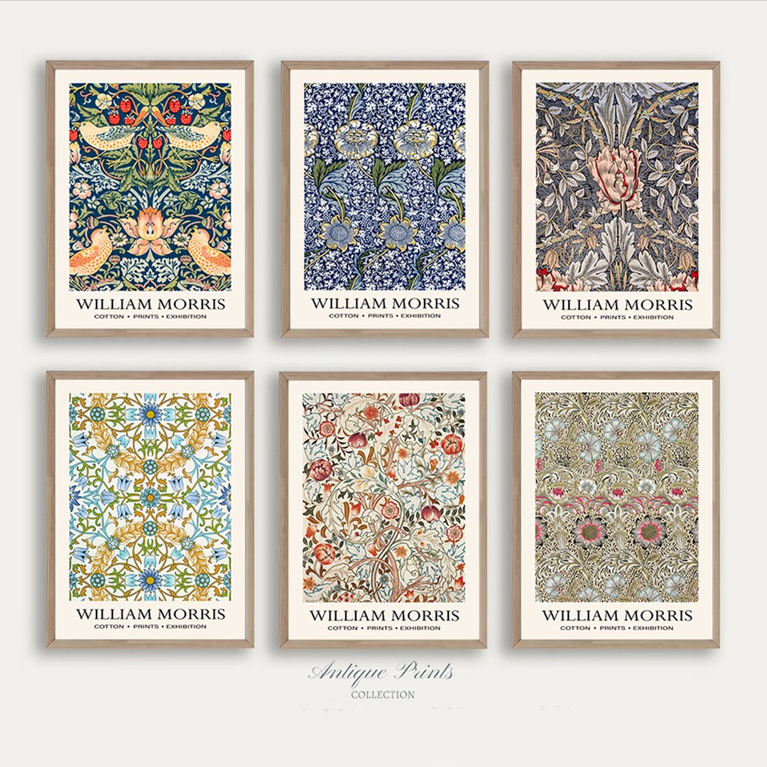 Set of 6 William Morris Prints, PRINTABLE Vintage Exhibition Poster ...