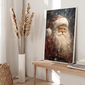 Santa Claus Portrait Print, Christmas Wall Art, Winter Holidays ...