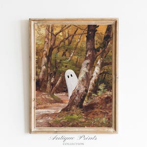 Cute Ghosts Wall Art, Fall Spooky Halloween Set of 2 Prints, Autumn ...