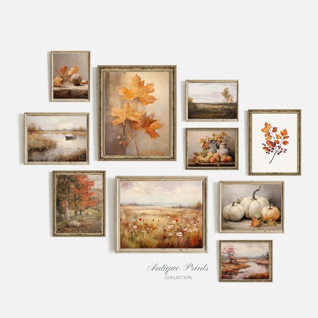 Autumn Gallery Wall Set, Fall Farmhouse Decor, Autumn Landscape Vintage ...