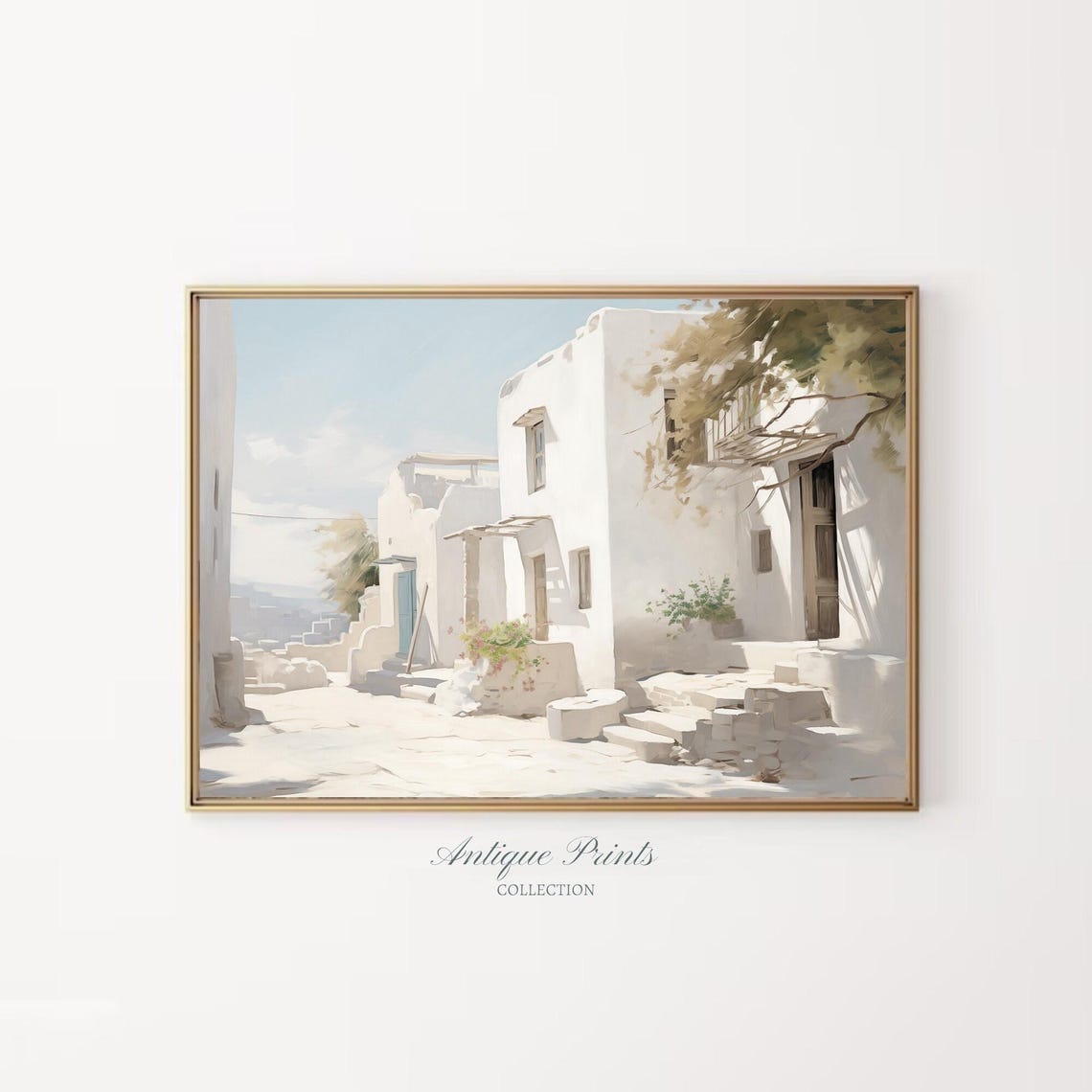 Greece Painting, Antique Greek Wall Art, Coastal Wall Decor ...