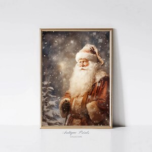 Christmas Wall Art, Santa Claus Painting, Winter Holidays Print, Farmhouse Christmas Decor ...