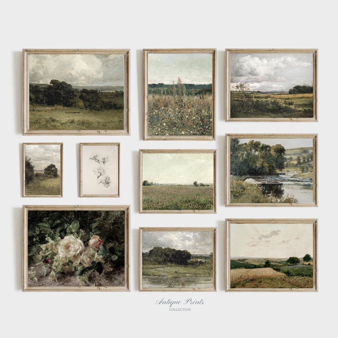 Set of 10 Rustic Gallery Wall, Vintage Farmhouse Countryside Prints ...