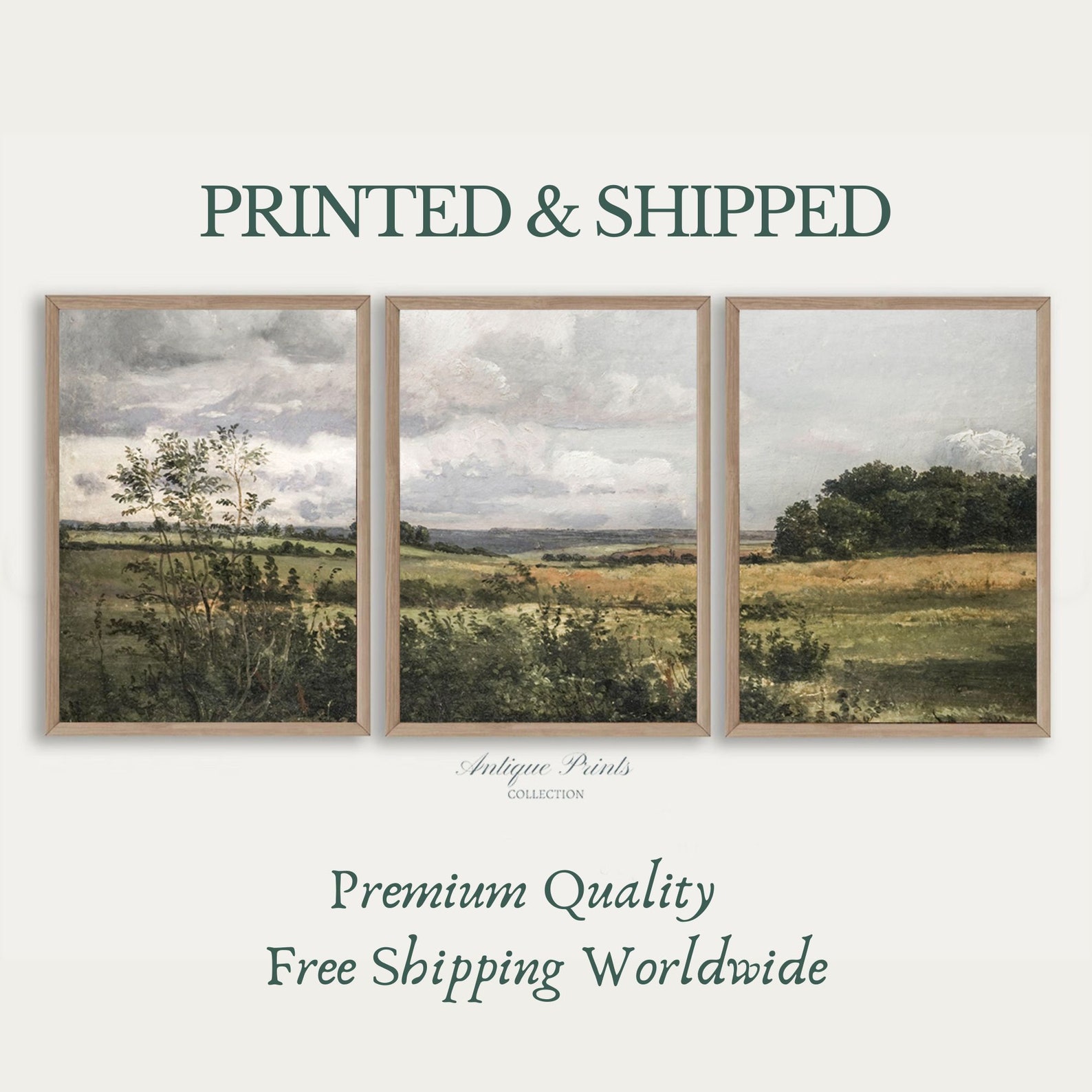 Neutral Country 3 Pieces Vintage Wall Art, PRINTED and SHIPPED Fields ...
